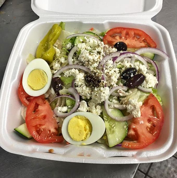 A Greek salad that brings Mediterranean sunshine to Ohio – complete with generous feta crumbles that make counting calories a crime.
