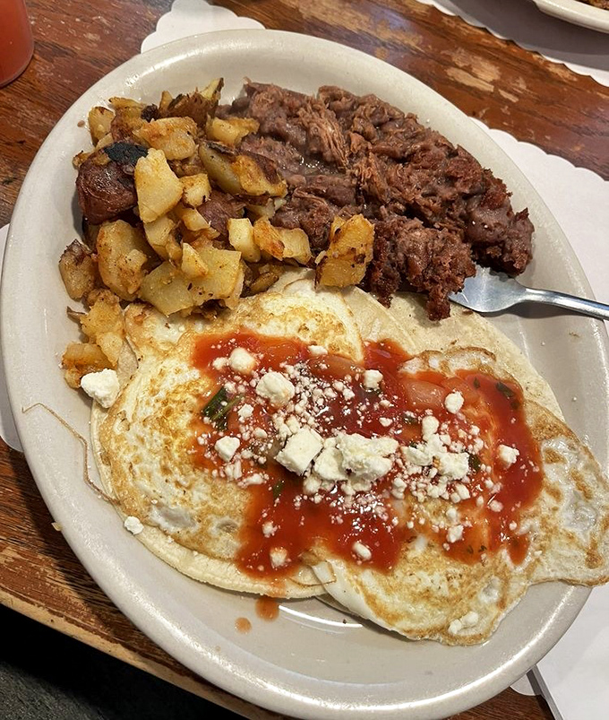 Eggs with attitude and potatoes with purpose. This plate doesn't just feed you—it respects you.