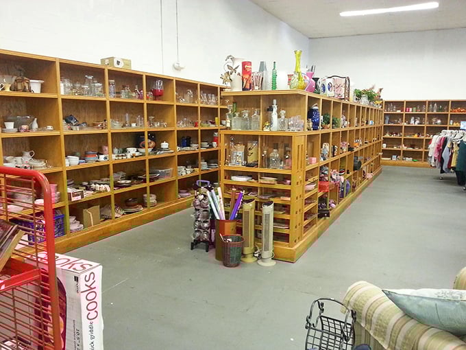 Glassware heaven! From everyday tumblers to "company's coming" crystal, these shelves hold stories of celebrations past and future.