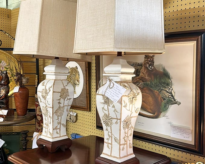 These elegant lamps with their hand-painted bases aren't just lighting fixtures; they're conversation pieces that have illuminated countless family dinners and late-night reads.