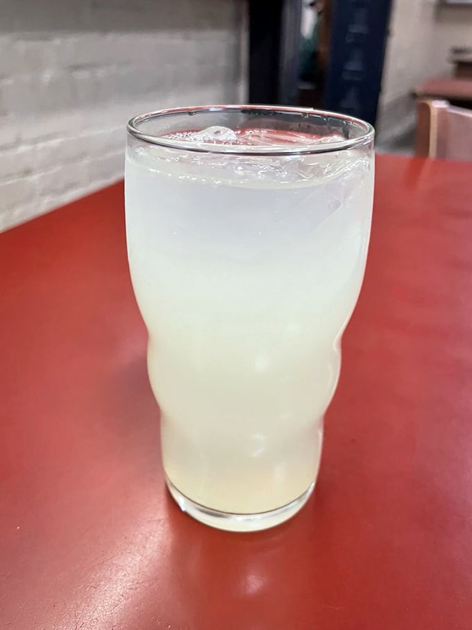 Fresh lemonade in a real glass – remember when drinks didn't come with seventeen syllables?