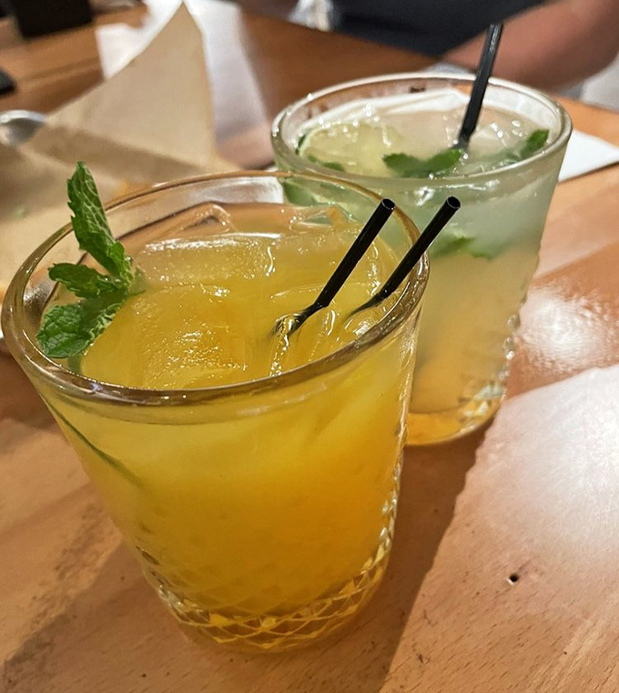 Sunshine in a glass! Flama Llama’s maracuyá drink delivers vibrant tropical flavor, offering the perfect counterpoint to spicy dishes—like a mini vacation between bites.