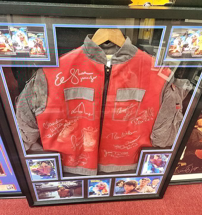 Not just memorabilia, but a time machine—this Back to the Future jacket signed by cast members is both fashion statement and Hollywood history.
