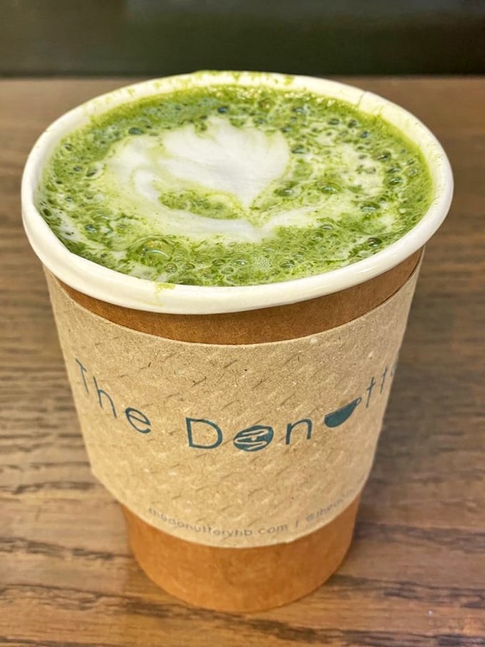 The matcha latte art is almost too pretty to drink—almost. Beauty and caffeine in perfect harmony.