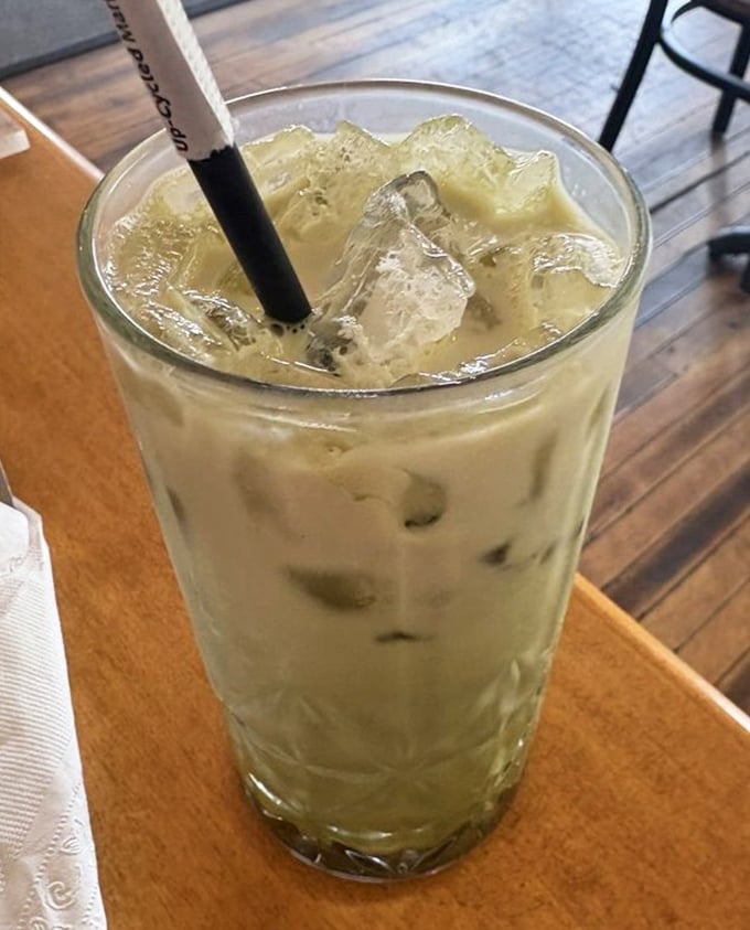 This matcha latte isn't just a drink—it's a moment of zen in a glass, offering both caffeine clarity and Instagram-worthy aesthetics.