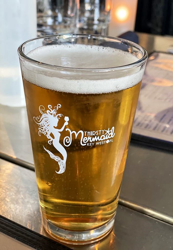The house lager comes with its own mermaid guarantee. Cold, crisp, and sporting the perfect head – like the ocean in a glass.