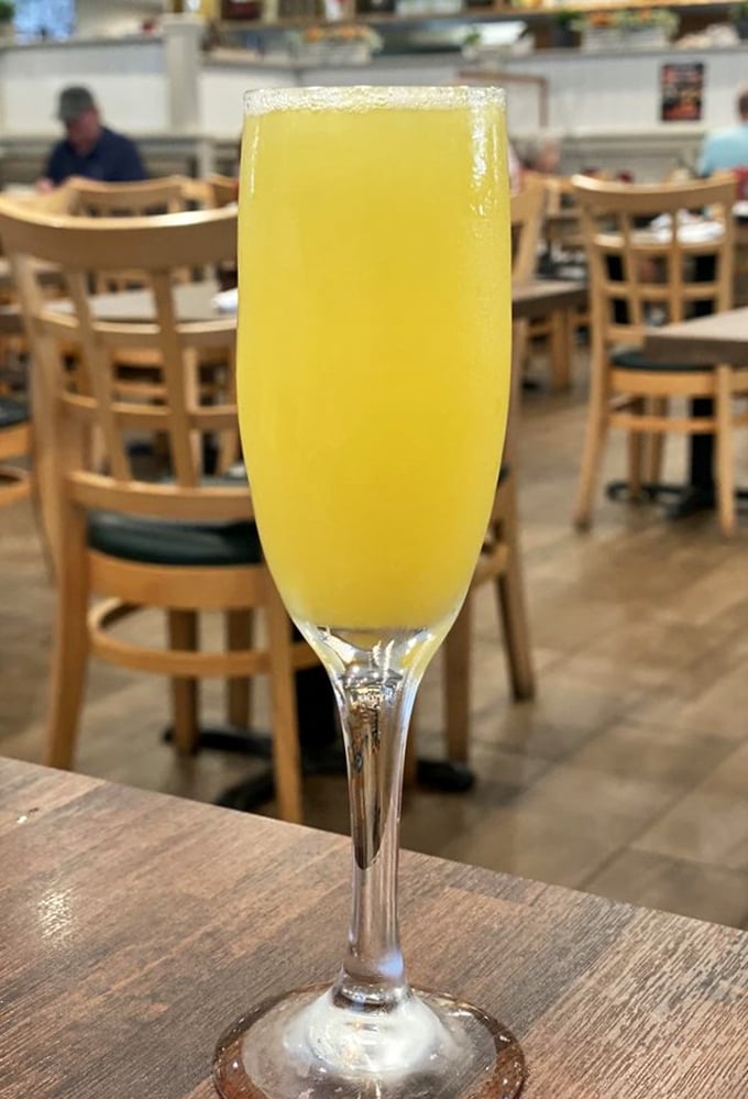 A mimosa so bright and cheerful it's basically Florida sunshine in a glass—the perfect vacation in a champagne flute.