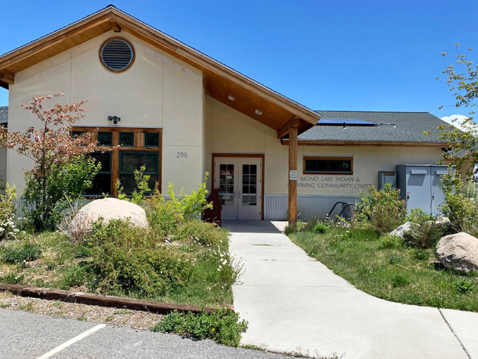 The Mono Lake Indian & Vining Community Center blends modern architecture with native landscaping – cultural connection with a view.