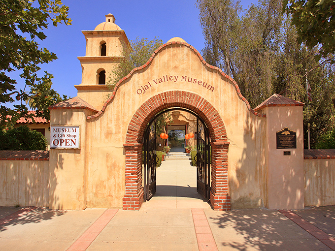 The Ojai Valley Museum's Spanish Colonial architecture invites visitors to explore local history beneath that impossibly blue California sky.
