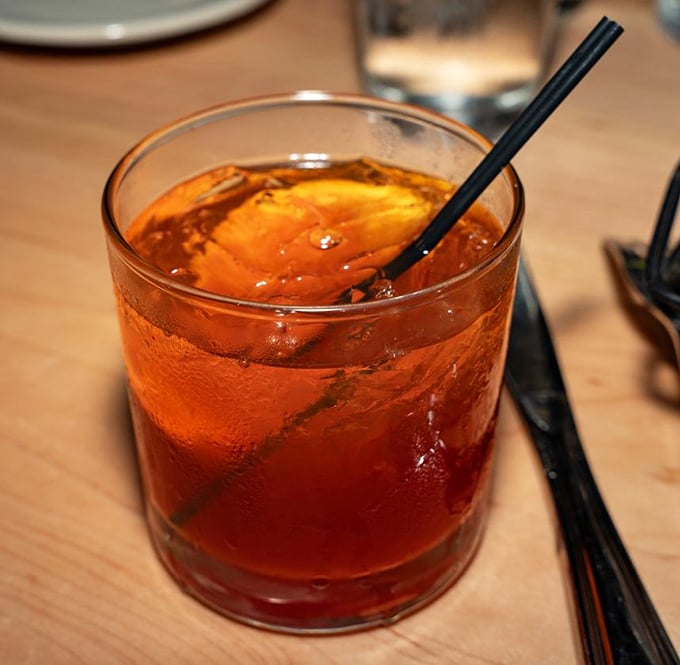 An Old Fashioned – because sometimes the classics endure for a reason. The perfect companion to a serious steak.