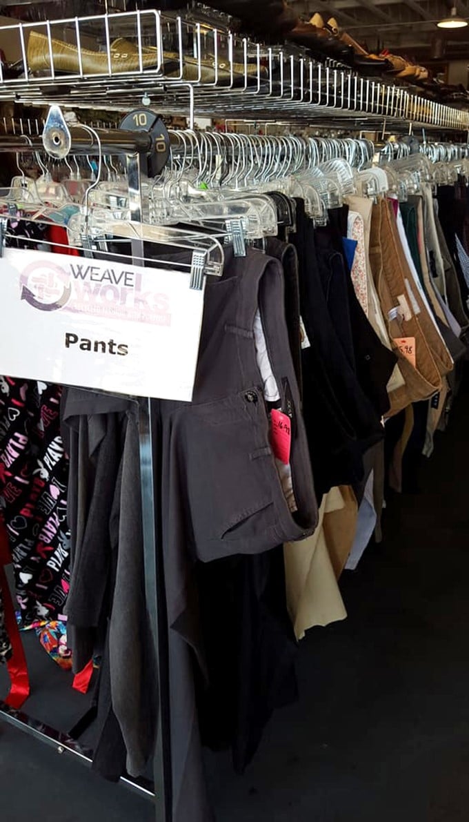 Pants, pants, and more pants! Organized by size with military precision, finding your perfect fit becomes less treasure hunt, more shopping pleasure.
