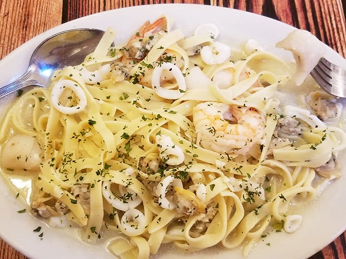 Pasta portions that make you wonder if they're feeding you or your entire neighborhood – spoiler: both.