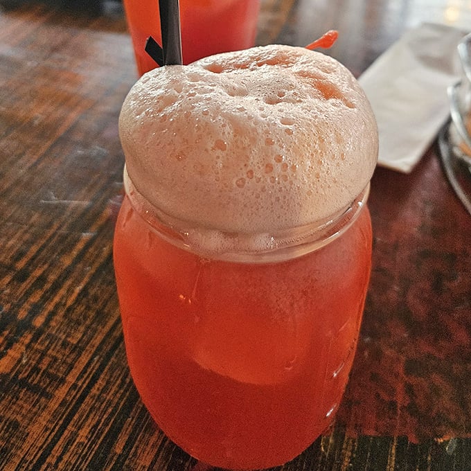 This isn't just a drink—it's summer in a mason jar. The kind of cocktail that makes you want to cancel all afternoon plans.