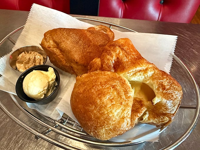 Popovers that defy gravity and common sense. Crisp exterior, cloud-like interior – these aren't just bread, they're an experience.