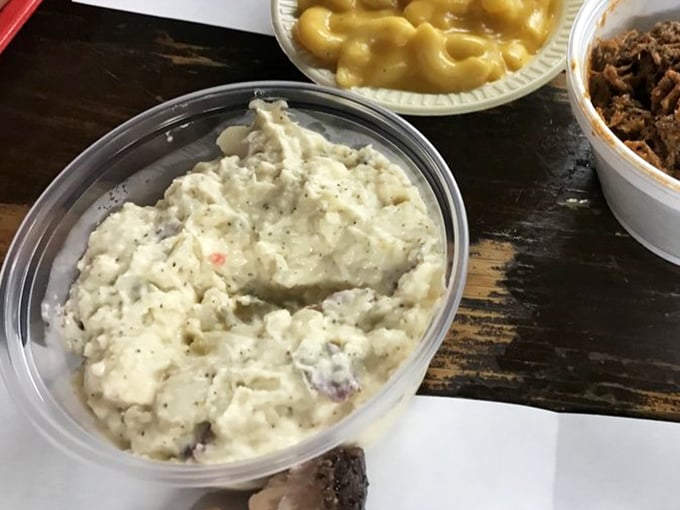 Creamy potato salad that knows its role—not trying to steal the show, but providing the perfect counterpoint to smoky meat.