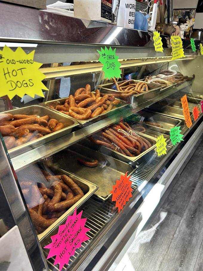 The display case at Czerw's isn't just a counter – it's a museum of meat artistry where every sausage tells a story.