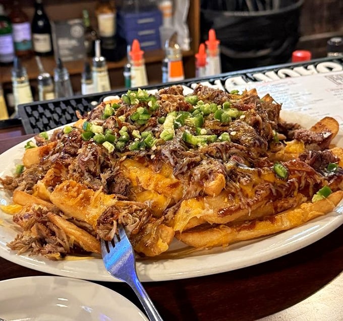 Pulled pork fries: where barbecue meets potato in a relationship your cardiologist warned you about.