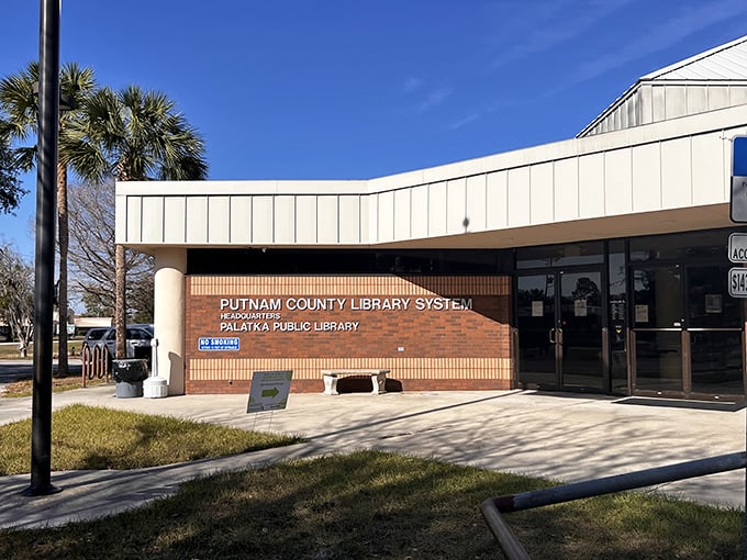 The Palatka Public Library—where retirement reading lists come to life and air conditioning feels like a public service during Florida summers.