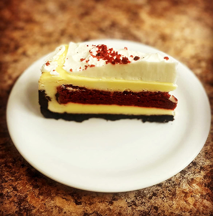 Red velvet cheesecake that makes you question why you ever wasted calories on lesser desserts. Worth every delicious, decadent bite.
