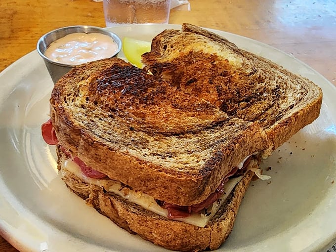 That's not just a sandwich—it's a perfectly grilled monument to the eternal marriage of bread, cheese, and whatever magic happens in between.