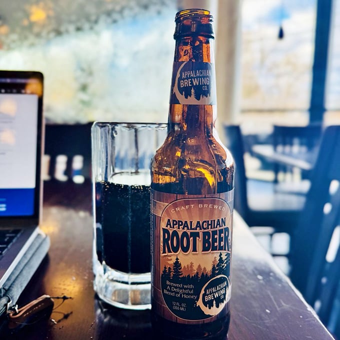 Even the beverages get special treatment here. This craft root beer offers a sweet counterpoint to the savory Greek flavors—a delightful American accent.