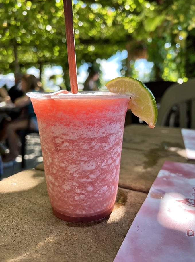 Summer in a glass—this frozen concoction is what happens when fruit punch grows up, goes to college, and comes back with exciting new friends.