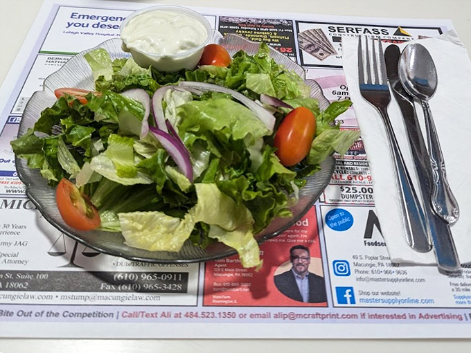Even the side salad gets respect here—fresh, vibrant, and thoughtfully composed, it's the supporting actor that occasionally steals the scene from the entrée.