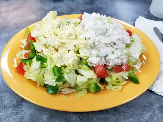 A salad so fresh and colorful it almost makes you forget you came for ice cream. Almost.