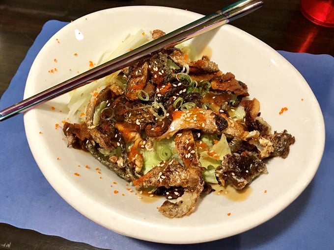 This isn't just a salad – it's a textural adventure where crispy salmon skin meets fresh vegetables in a harmonious flavor marriage.