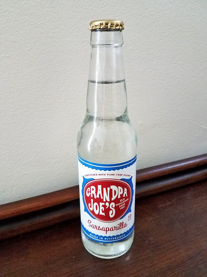 Grandpa Joe's own sarsaparilla—proof that everything tastes better when served in a glass bottle with a vintage label.