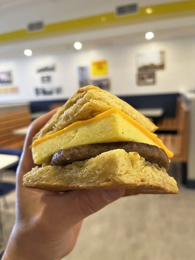 Breakfast perfection doesn't need to be complicated. This sausage, egg and cheese biscuit is the morning hero Columbia deserves – and the one it needs.