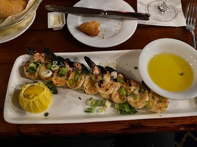 These grilled shrimp on a skewer aren't just dinner—they're an edible exclamation point, punctuating your meal with Gulf-fresh flavor.