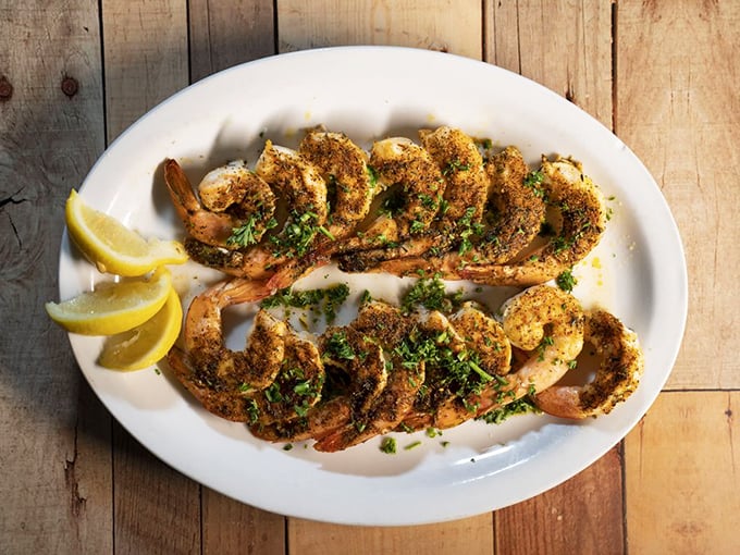 Blackened shrimp lined up like delicious soldiers, ready to march straight into your heart with their perfectly seasoned Gulf Coast attitude.