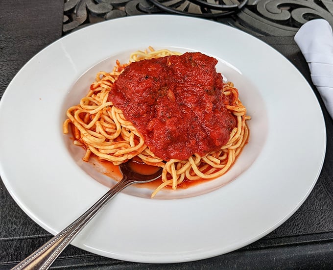 Spaghetti and meatballs—the Frank Sinatra of pasta dishes. Simple, classic, and always in style, with a marinara sauce that sings on your taste buds.