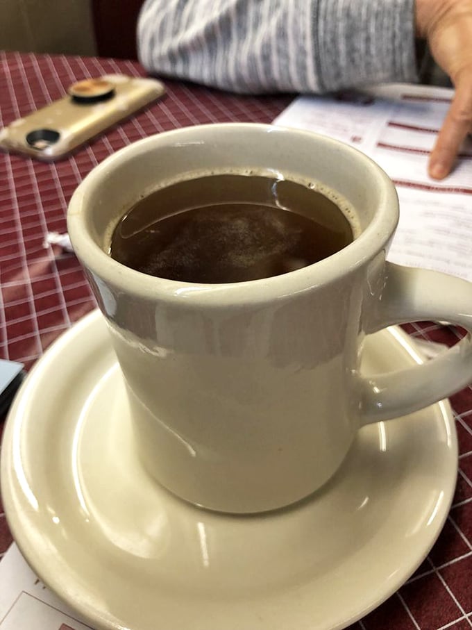 A simple mug of coffee at Boyd & Wurthmann isn't just a beverage—it's liquid hospitality, served hot and frequently refilled.