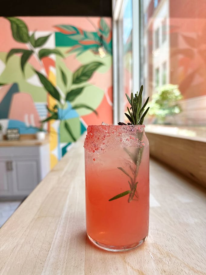 This rosy refresher with its rosemary garnish isn't just a drink, it's Florida sunshine in a glass, perfect for washing down those epic omelettes.