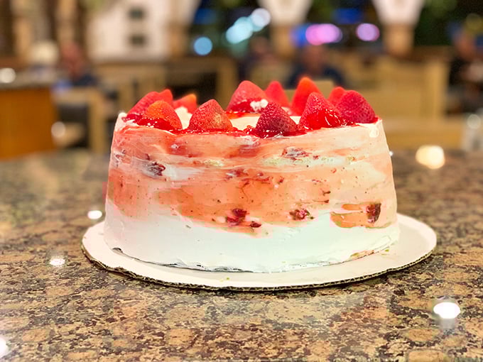 A strawberry shortcake that doesn't just end your meal – it provides closure, therapy, and a moment of pure, unadulterated joy.