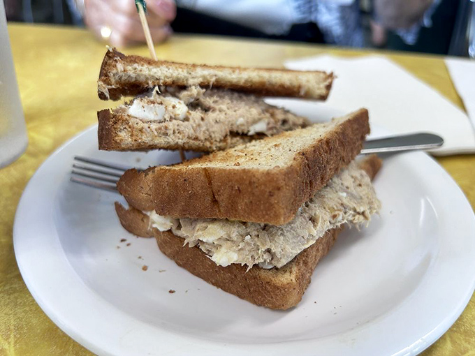 Sandwich architecture 101: The classic tuna on toast. No frills, no gimmicks, just the sandwich your childhood memories are made of.