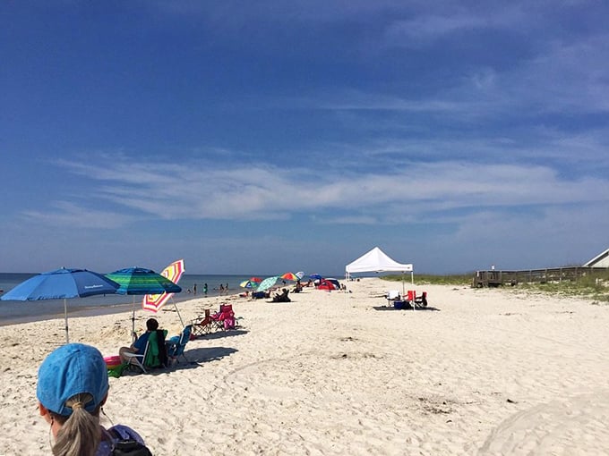 Social distancing, Florida style—where personal space comes with a side of paradise and umbrellas mark your slice of heaven.