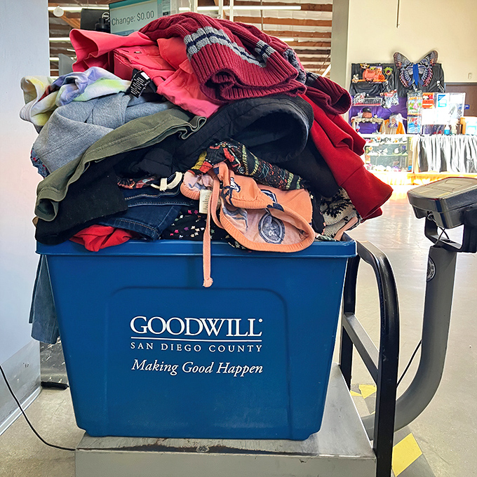 That moment of truth when your haul hits the scale – like a fishing weigh-in, but with cardigans.