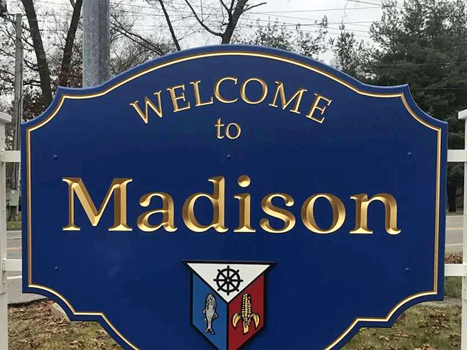 Madison's welcome sign doesn't just say hello—it tells a story of river, agriculture, and community with the subtlety of a well-crafted cocktail's garnish.