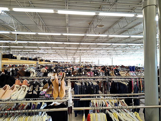 Fashion archaeology at its finest—dig through these racks and you might unearth anything from vintage denim to last season's designer castoffs.