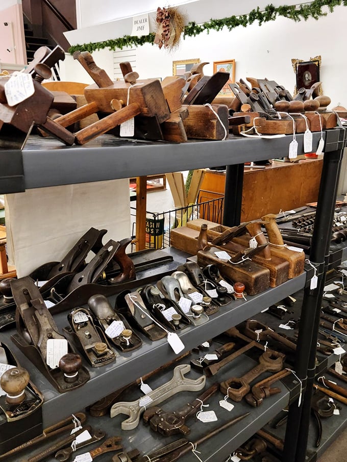 Tools with souls—each worn handle and rusted edge represents someone's livelihood and craftsmanship from an era before planned obsolescence.
