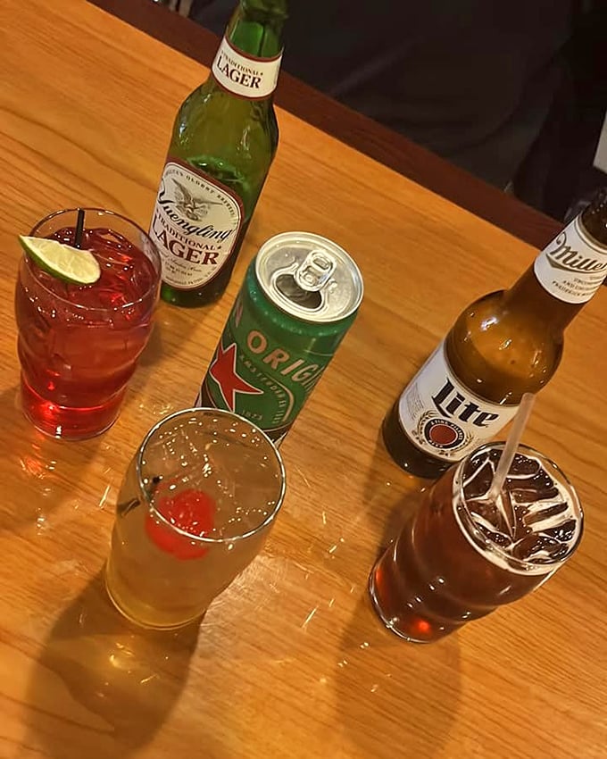 The beverage lineup—where Pennsylvania Dutch Birch Beer meets craft brews—because great pizza deserves a worthy liquid companion.