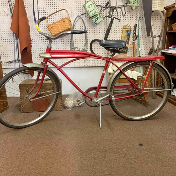 This cherry-red cruiser isn't just transportation—it's childhood freedom in metal form. Banana seats and handlebar streamers sold separately.