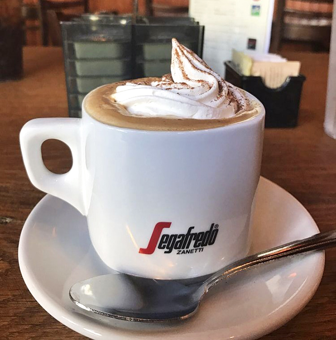 Coffee elevated to art form – a cappuccino topped with foam so perfect it seems almost criminal to disturb its delicate surface.