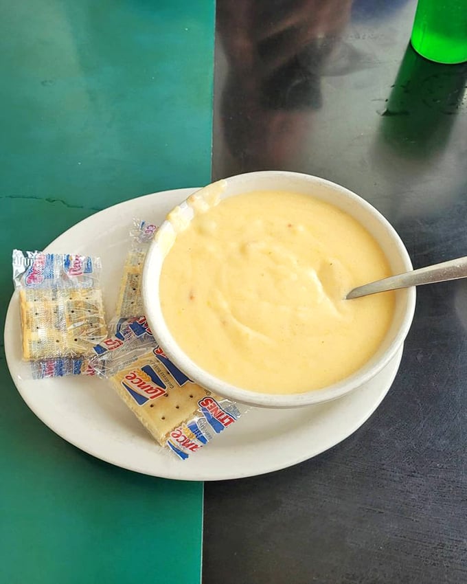 Wisconsin Cheese soup that's basically a warm hug in a bowl, served with crackers that know their supporting role in this creamy, dreamy production.