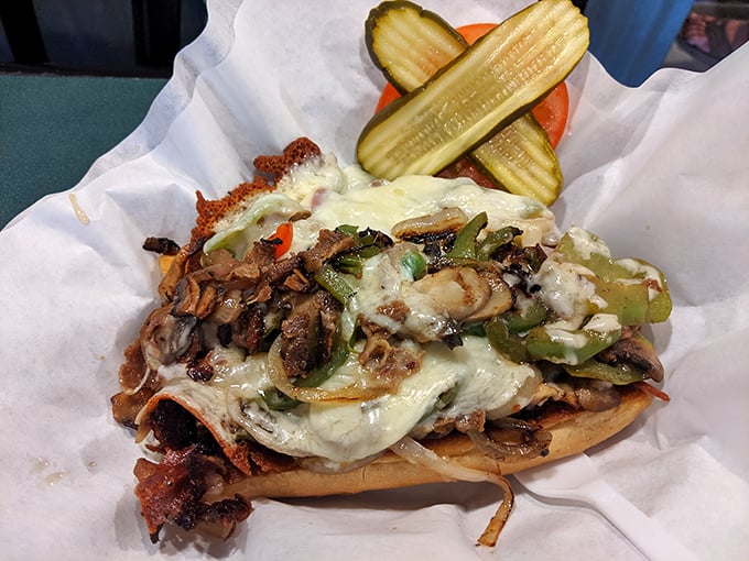 Philly might be jealous of this cheesesteak. Loaded with sautéed peppers, mushrooms, and melty cheese, it's California's delicious take on an East Coast classic.