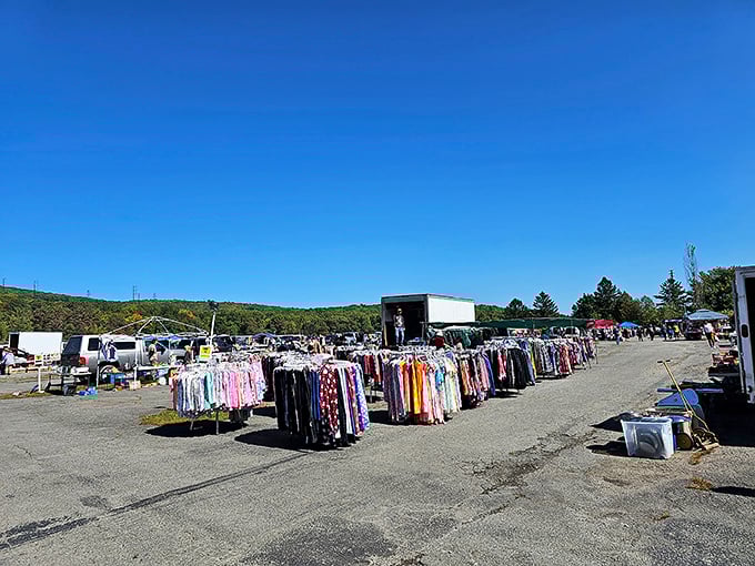 Rack after colorful rack of possibilities—the Circle's flea market offers everything from vintage finds to brand-new bargains.