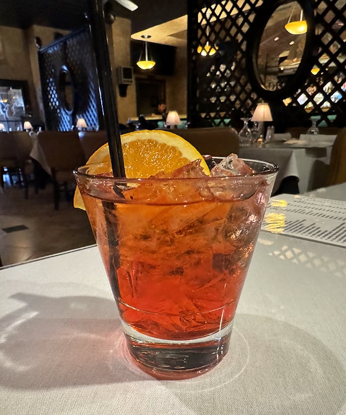 A perfectly mixed Negroni or Aperol Spritz sets the stage for the Italian feast to come—aperitivo hour done right.